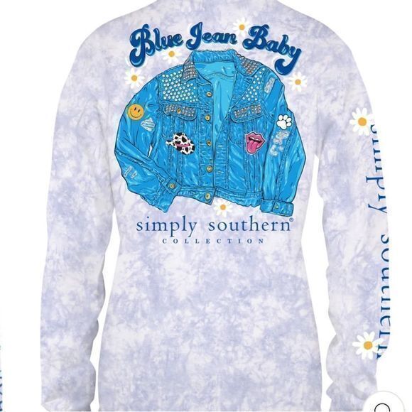 Simply Southern | Tops | Nwt Sz Lgsimply Southern Bluetie Dye Blue Jean ...